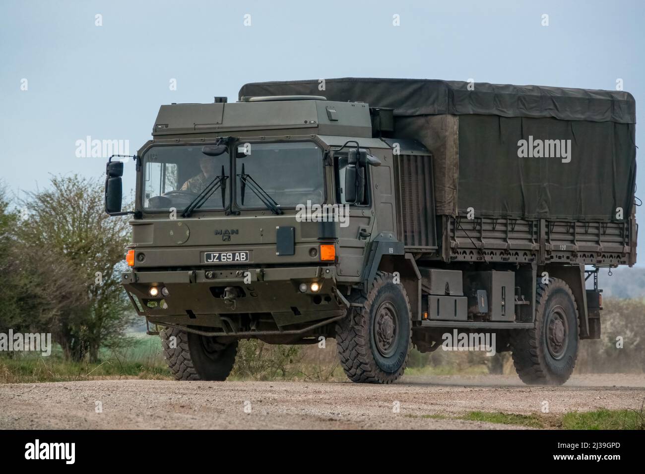 British army MAN SV 4x4 haulage support lorry vehicle in action on a ...