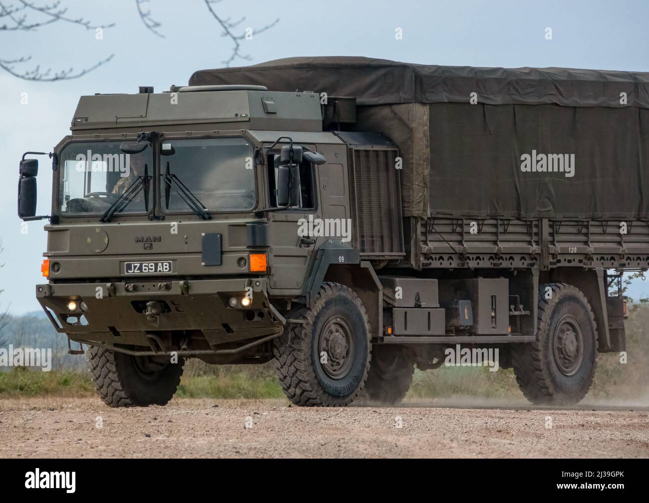 British army MAN SV 4x4 haulage support lorry vehicle in action on a ...