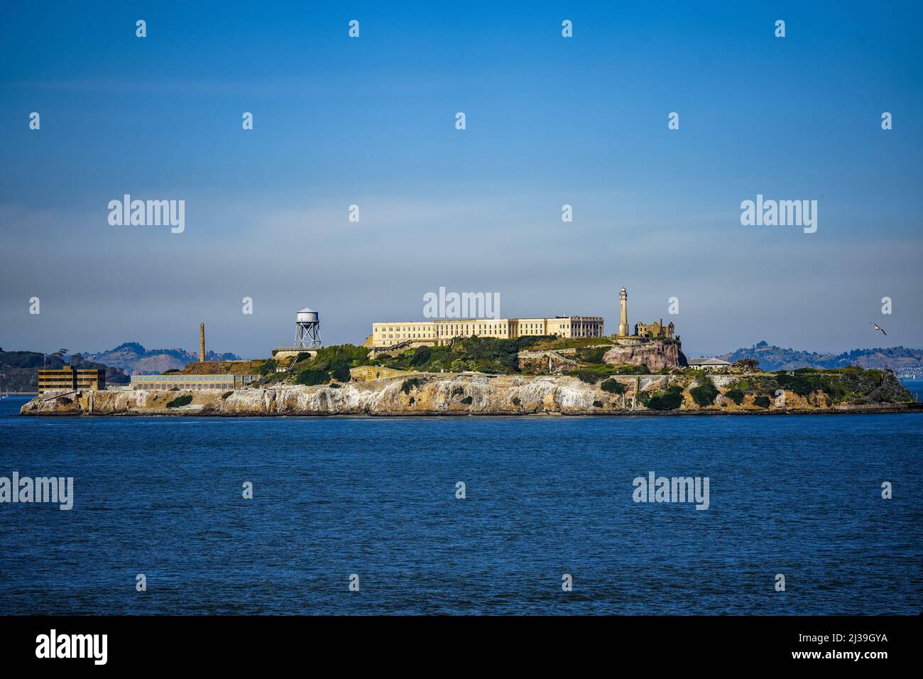 The Alcatraz Island, a small island in San Francisco, lighthouse, a ...