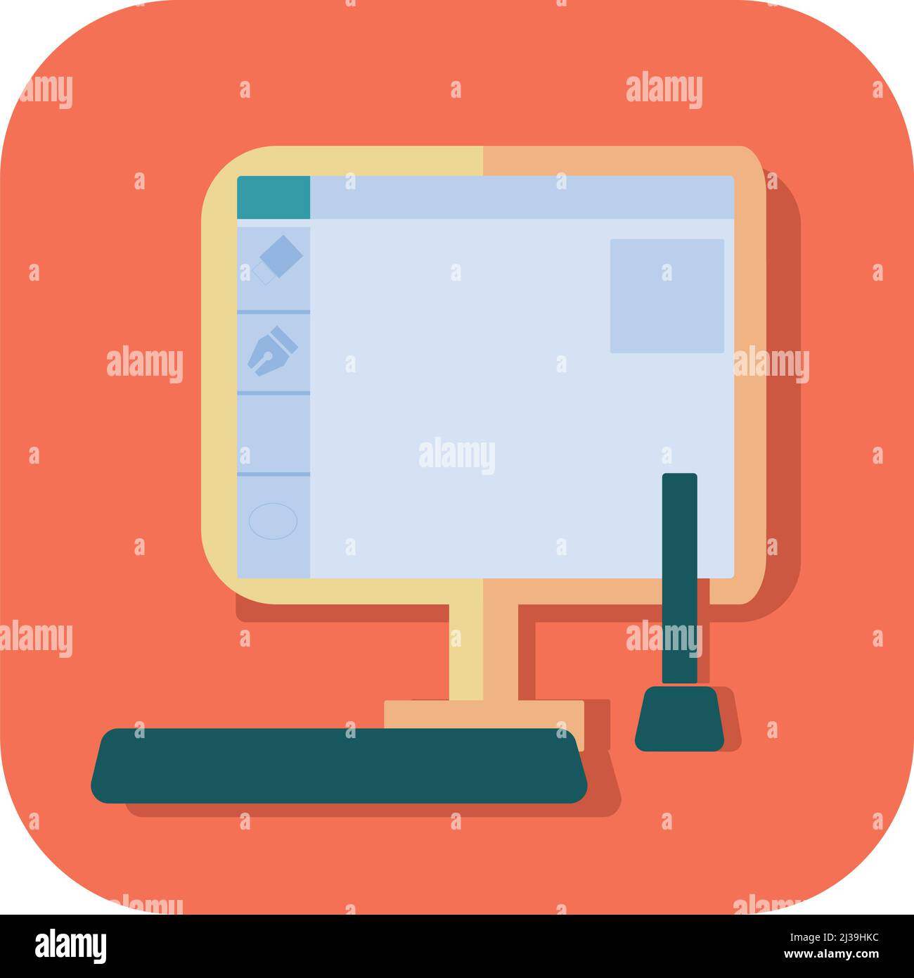 Abstract button icon personal computer on white background - Vector ...