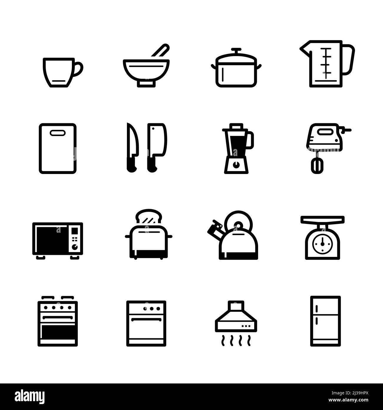 Set kitchen utensil icons hi-res stock photography and images - Alamy