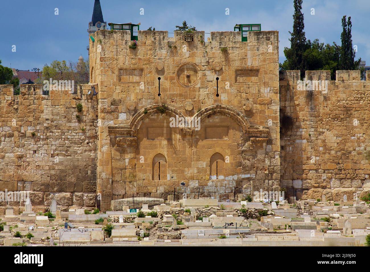 A view of The Golden Gate (Gate of Mercy), the eastern gate of the ...
