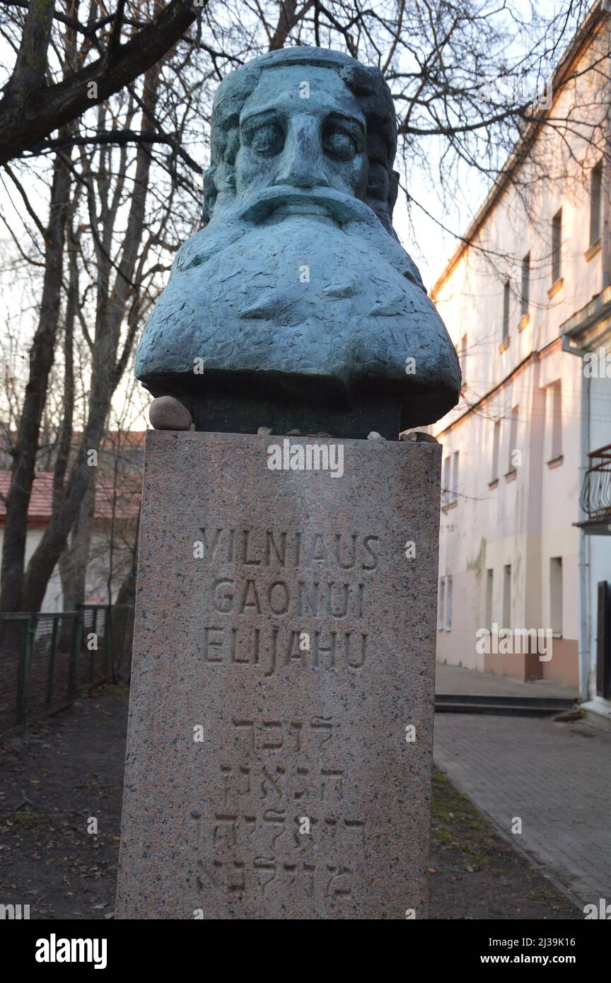 The Vilna Gaon monument at the site of the Great Synagogue of Vilna in ...
