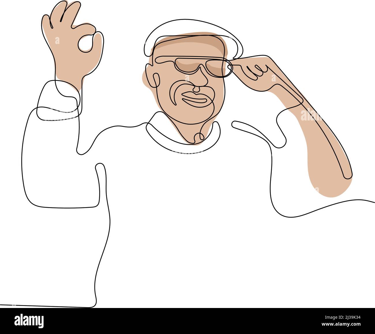 happy senior man with glasses eye examination test Stock Vector Image ...