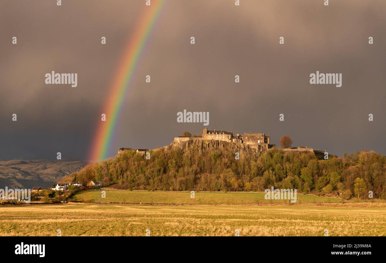 Stirling, Scotland, UK. 6th Apr, 2022. UK weather: a stunning rainbow ...