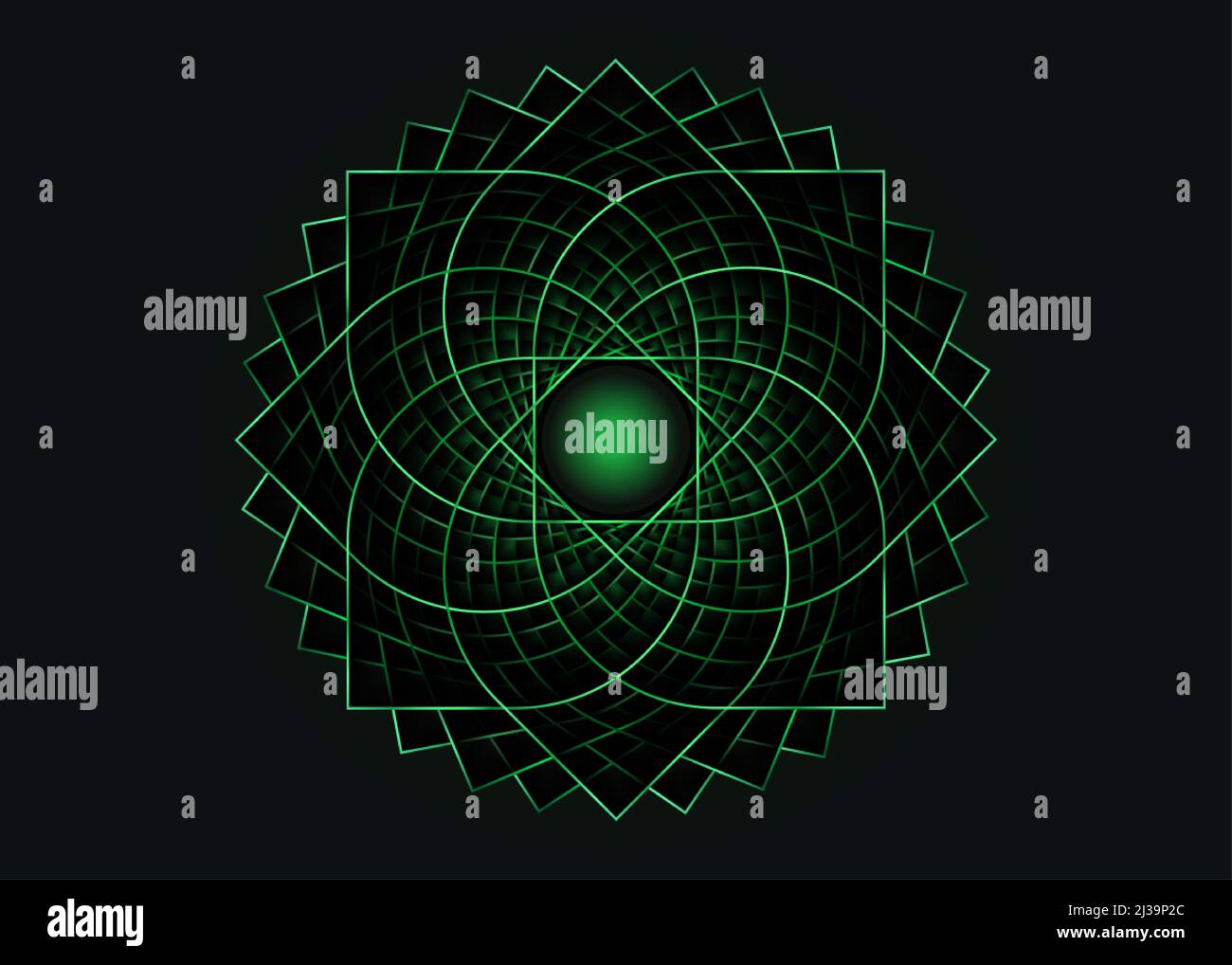 Green lotus flower mandala, Seed of life symbol Sacred Geometry. Fourth ...