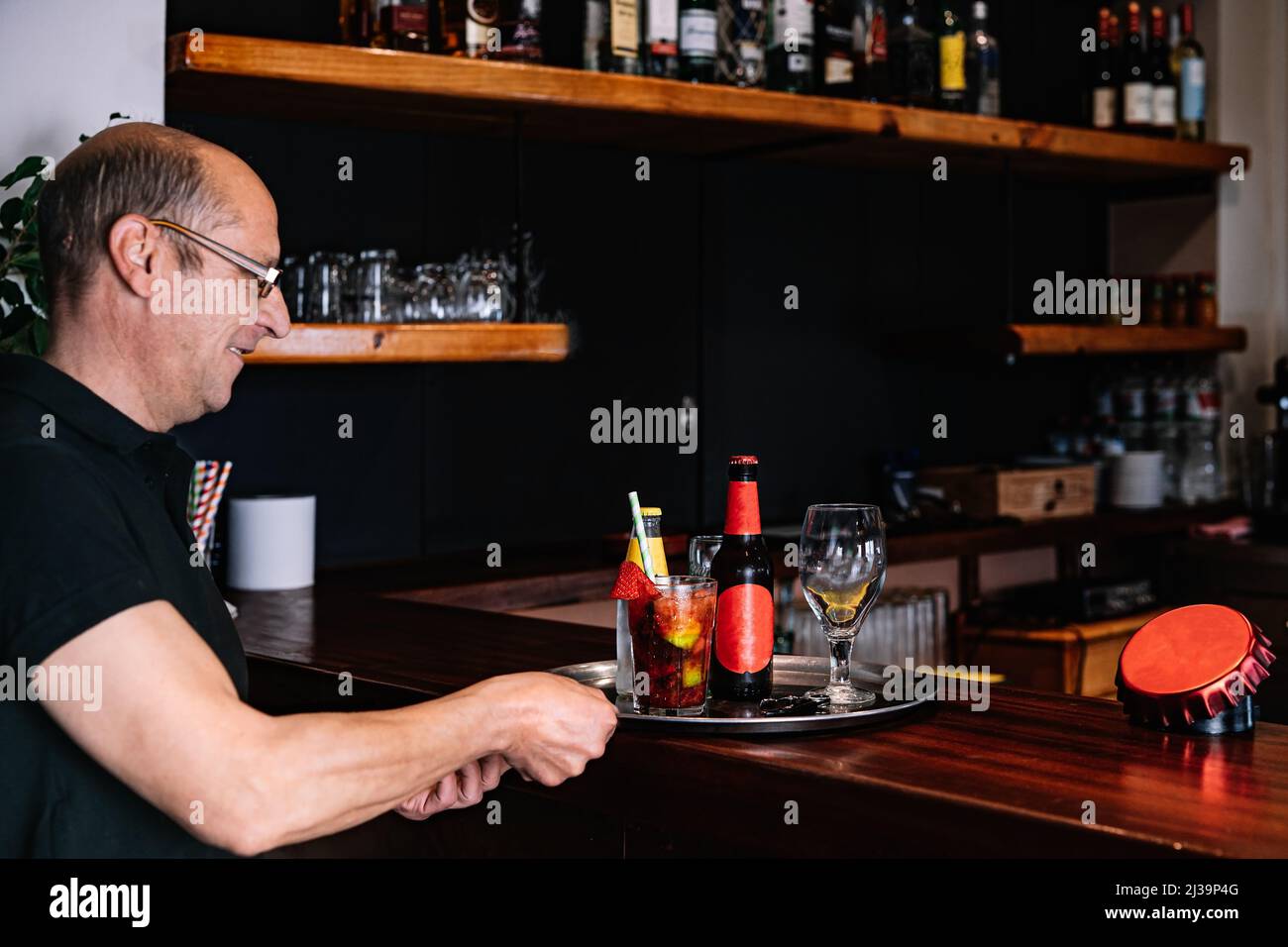 Employee worker counter taking order hi-res stock photography and ...