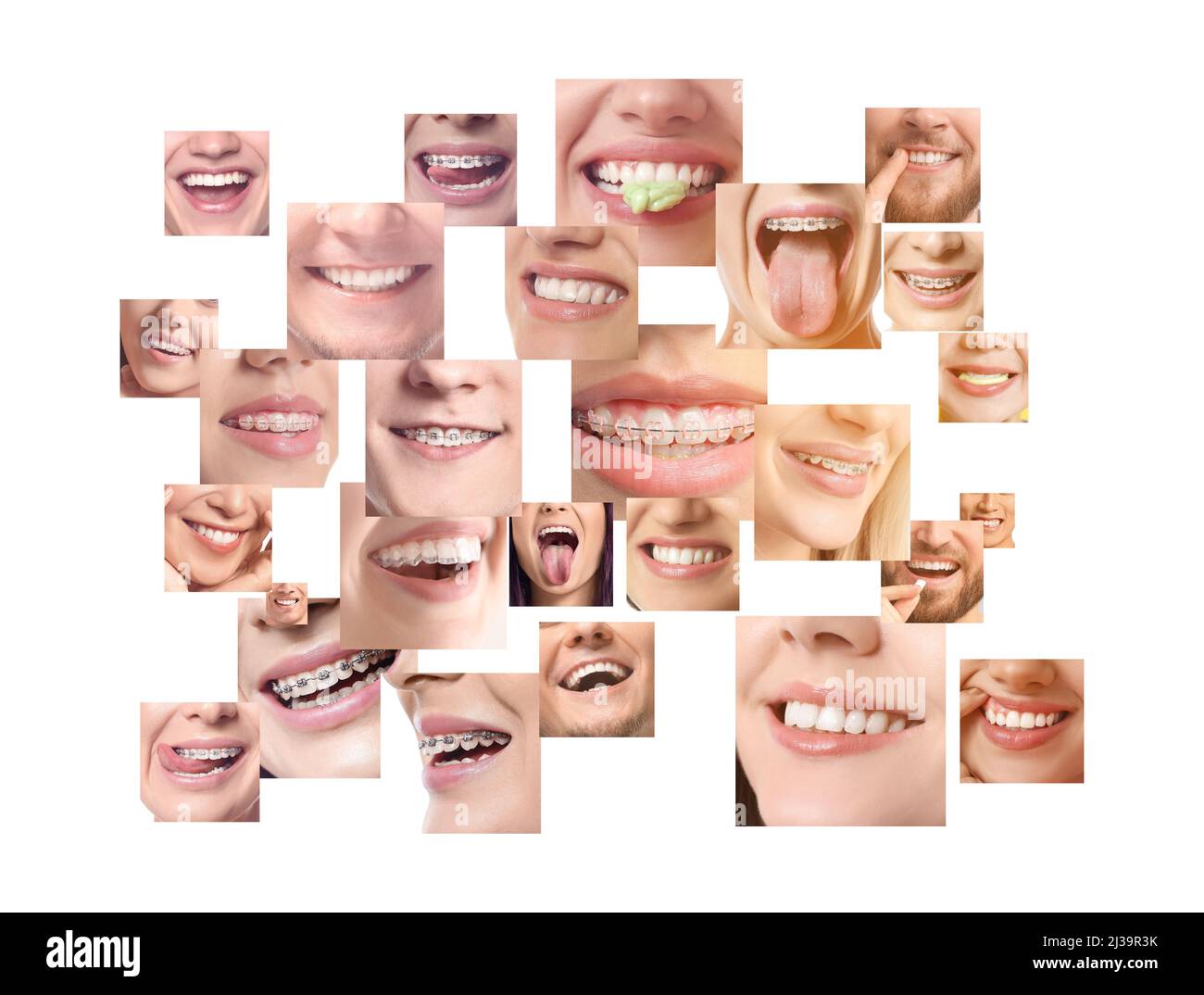 Collage with many happy smiling people on white background Stock Photo ...