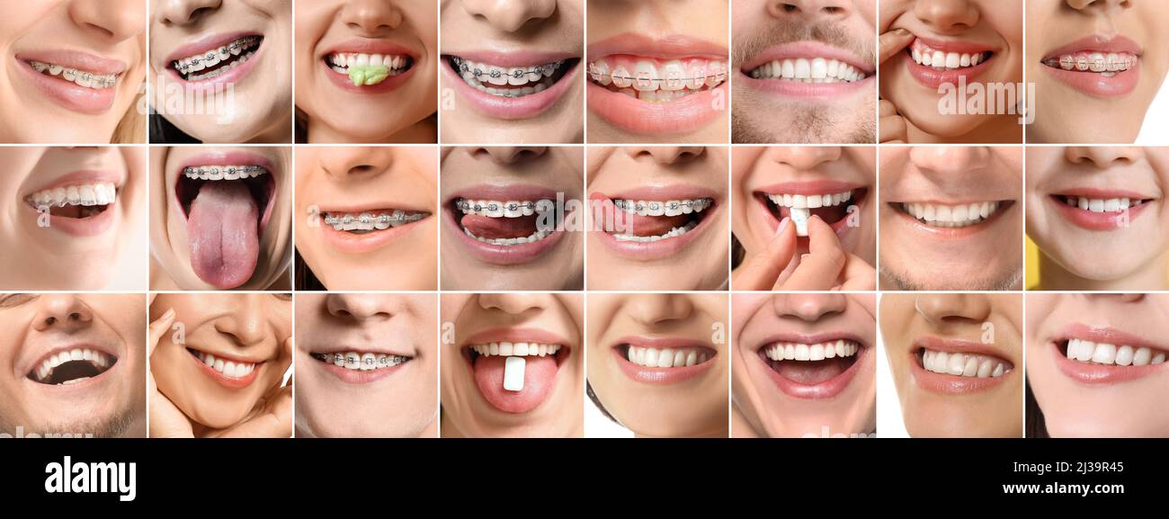 Collage with many happy smiling people Stock Photo - Alamy