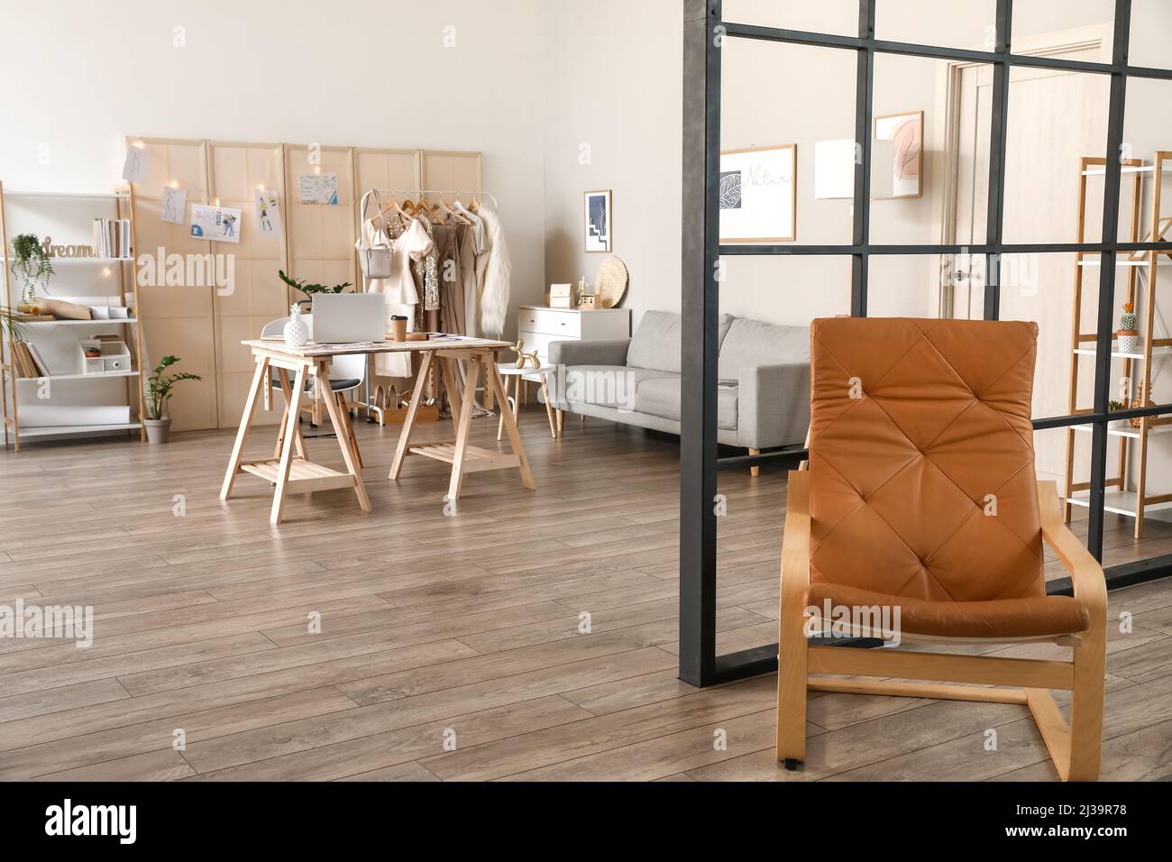 Interior of modern studio of clothes stylist Stock Photo - Alamy