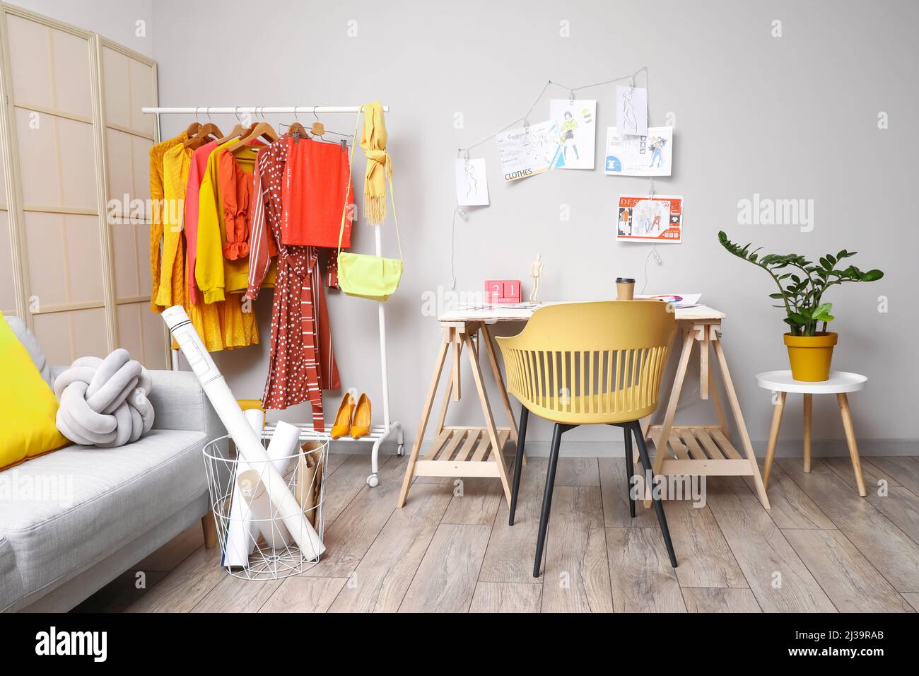 Interior of modern studio of clothes stylist Stock Photo - Alamy