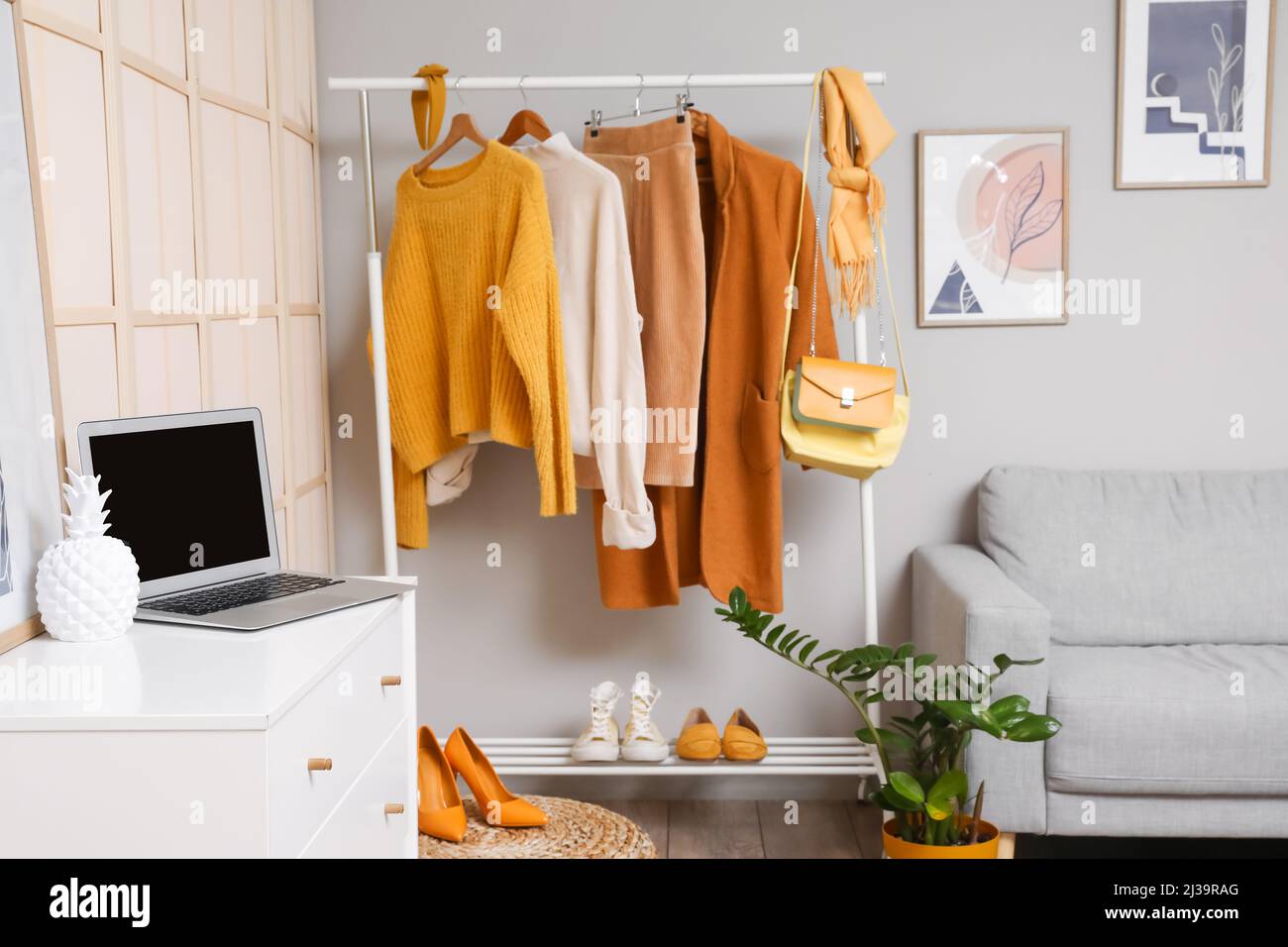 Interior of modern studio of clothes stylist Stock Photo - Alamy