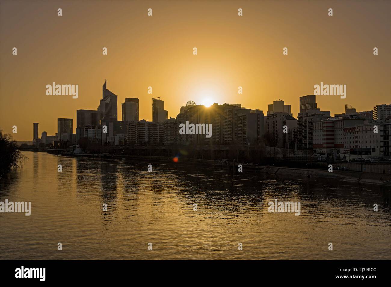 Sunset Over Skyline of La Defense District at Paris Stock Photo - Alamy