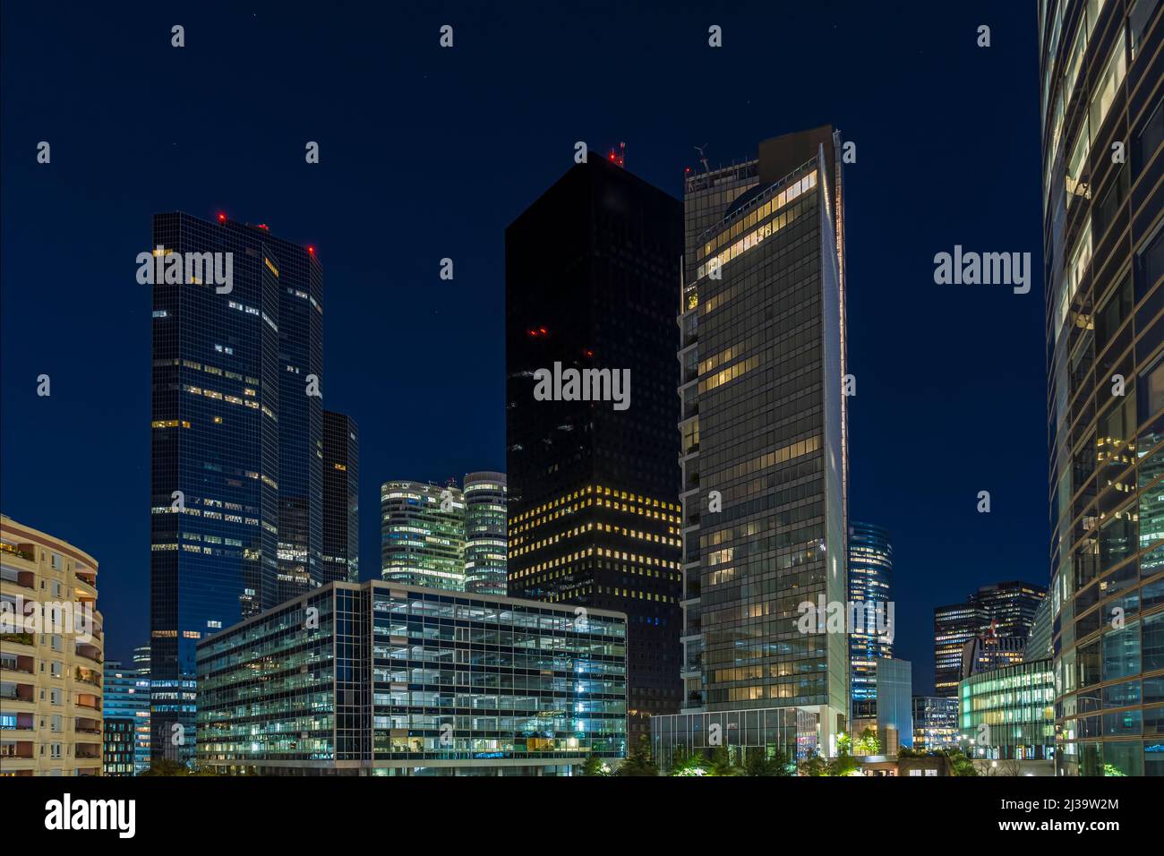 Beautiful La Defense District Skyline at Night With Enlightened Towers ...