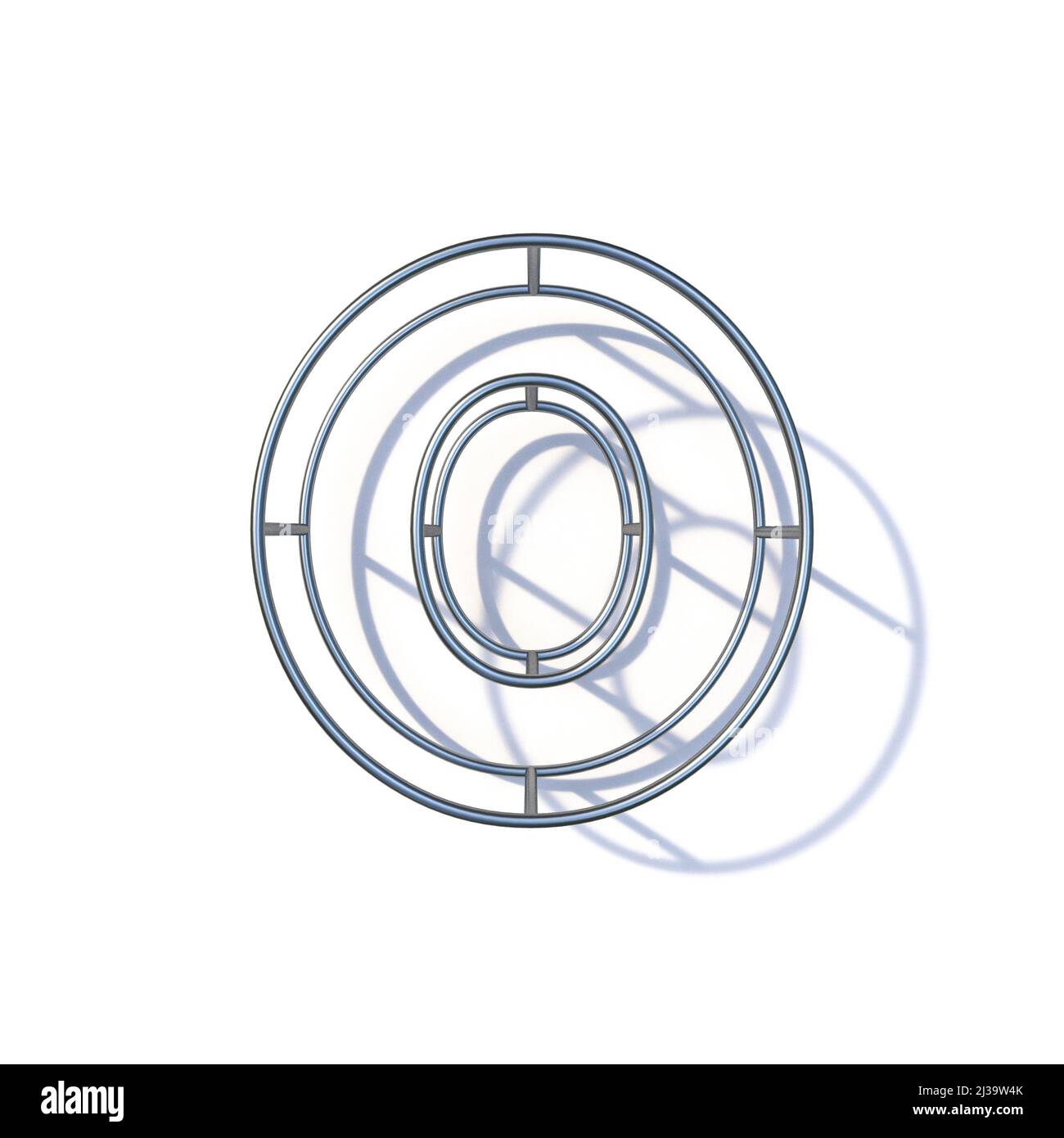 Steel wire frame font Letter O 3D render illustration isolated on white ...