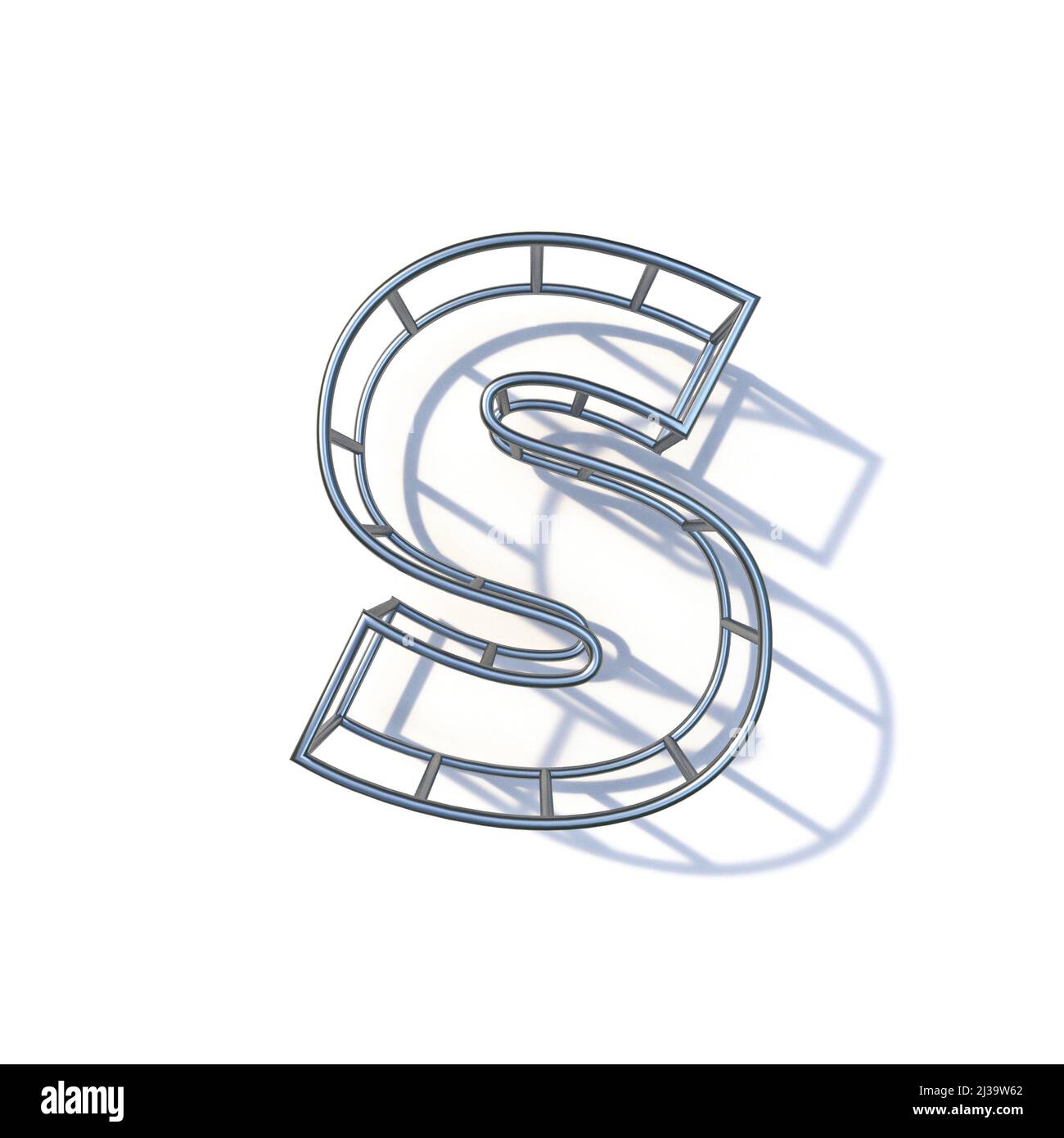 Steel wire frame font Letter S 3D render illustration isolated on white ...