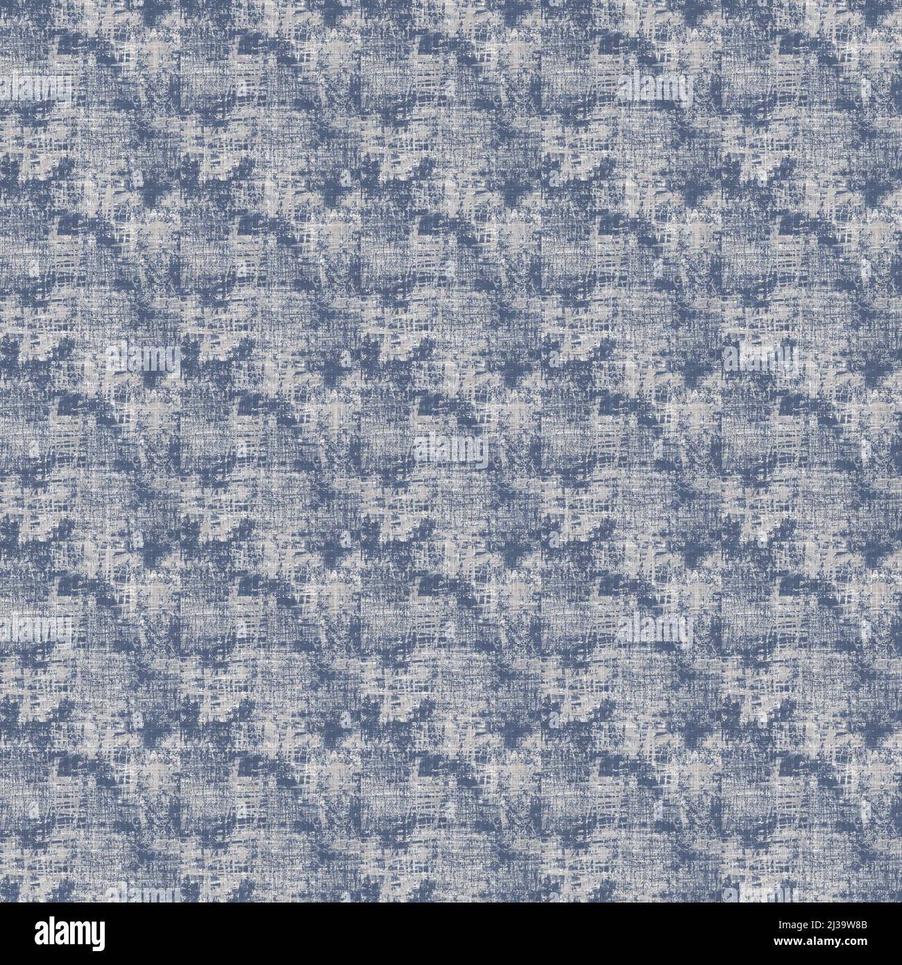 French blue irregular mottled linen seamless pattern. Tonal country ...