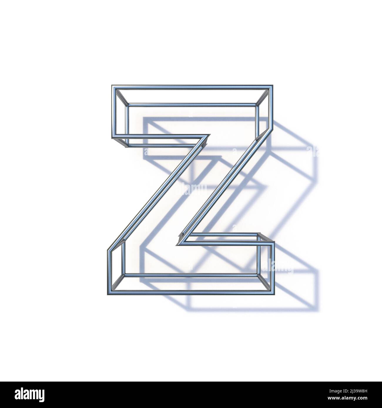 Steel wire frame font Letter Z 3D render illustration isolated on white ...