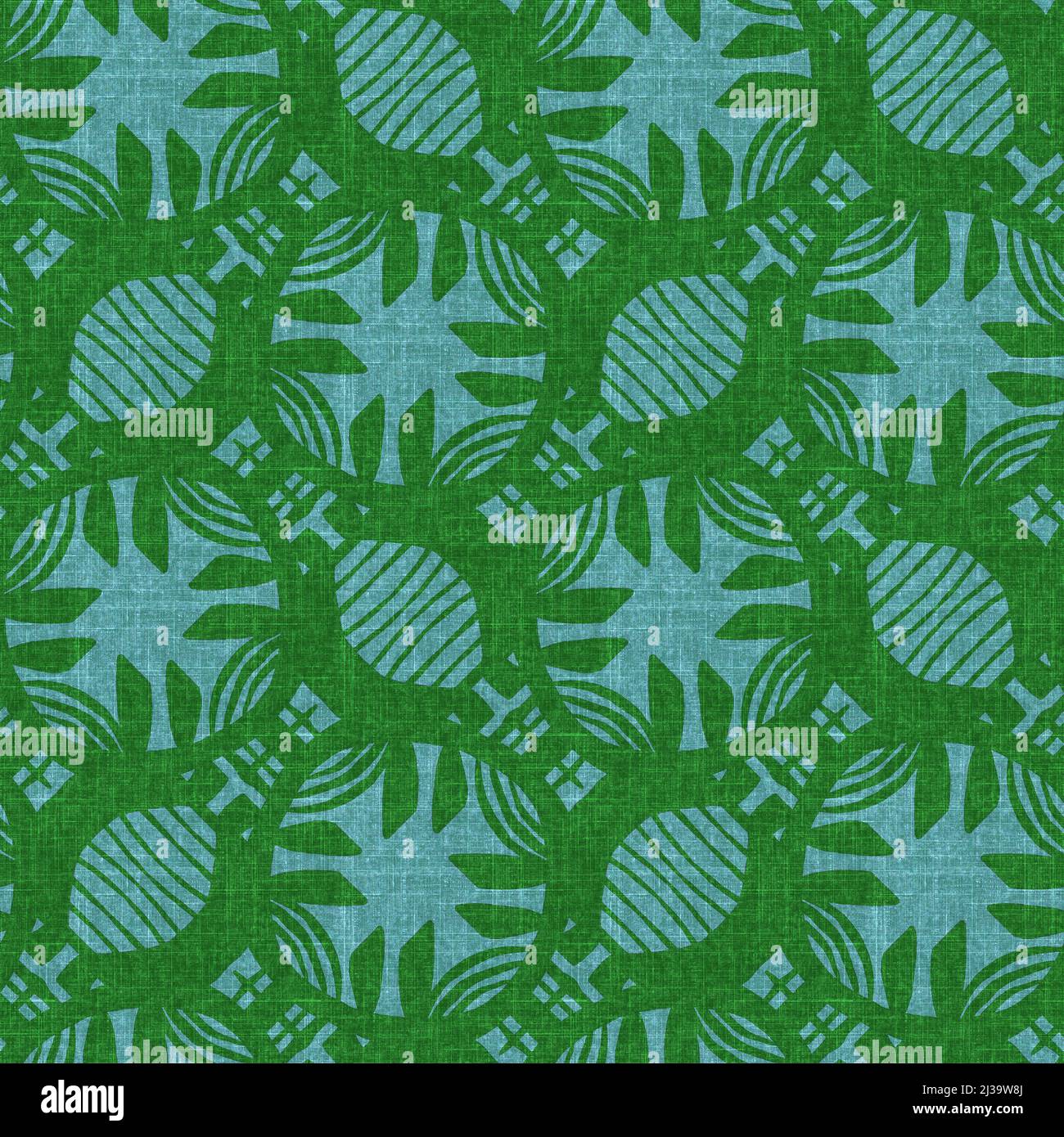 Retro 1960 style green printed pattern in seamless repeat. Vintage mid ...