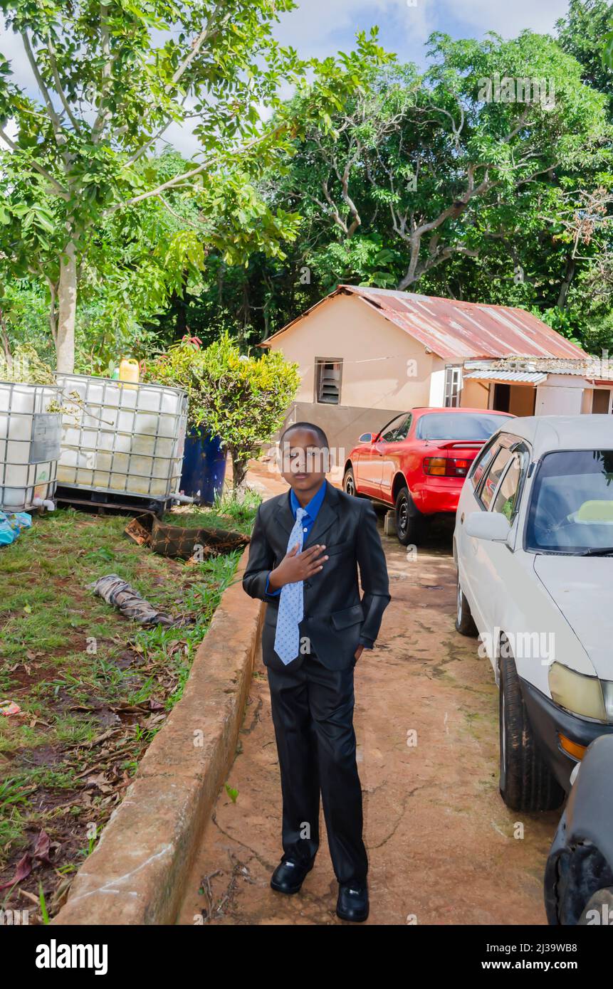 Boy In Jacket Suit Stock Photo - Alamy