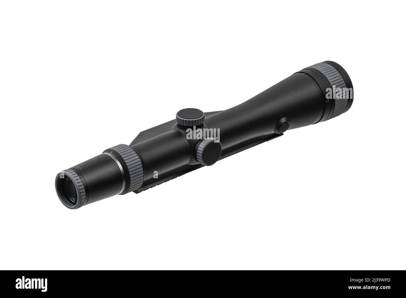 Modern sniper scope on a white background. Optical device for aiming ...