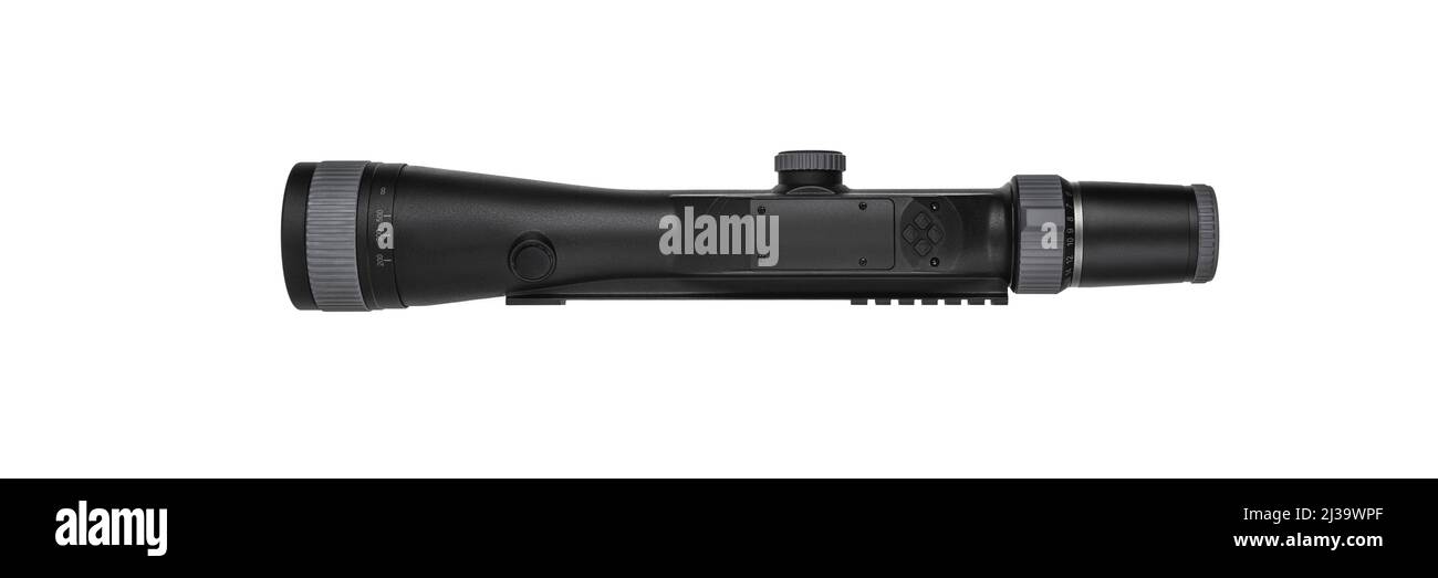 Modern sniper scope on a white background. Optical device for aiming ...