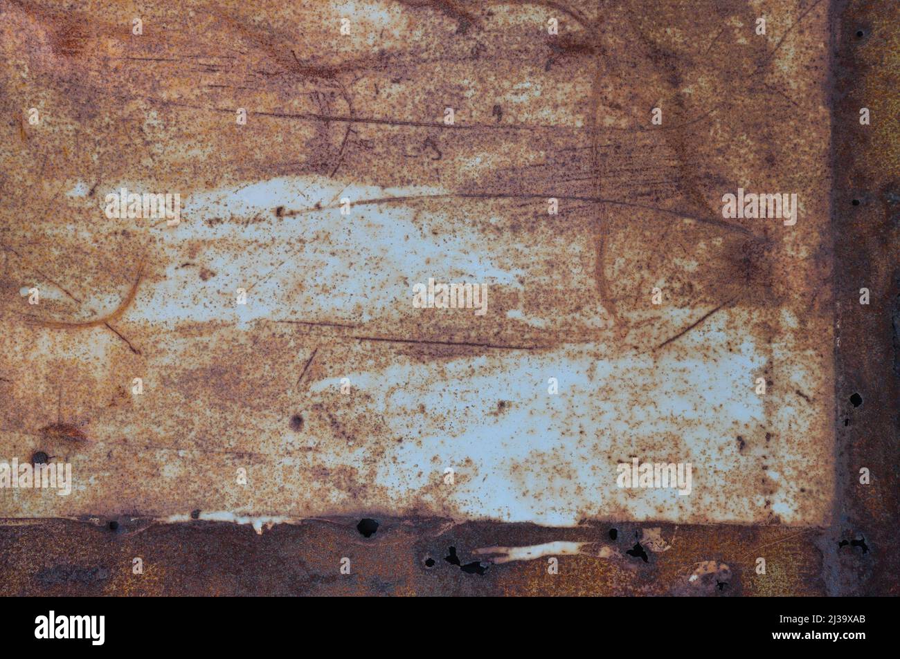 Old light blue painted grey rusty rustic rust iron metal frame ...