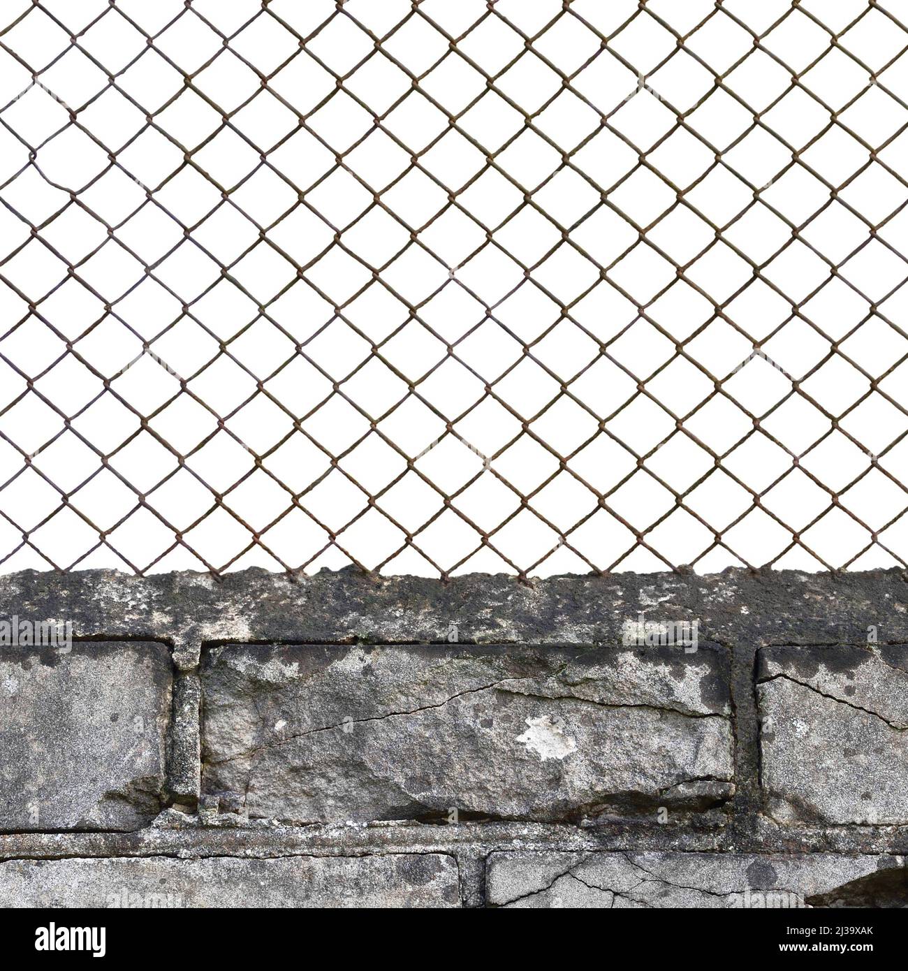 Rusty wire mesh fence, dark white grey fine brick wall texture ...