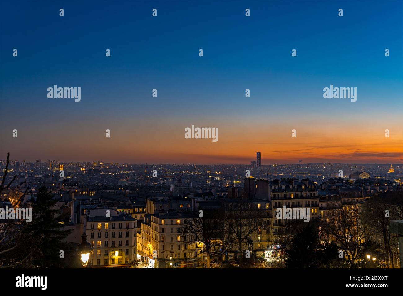 Blue Hour Over Paris Rooftops From Sacred Heart Basilica at Sunset ...