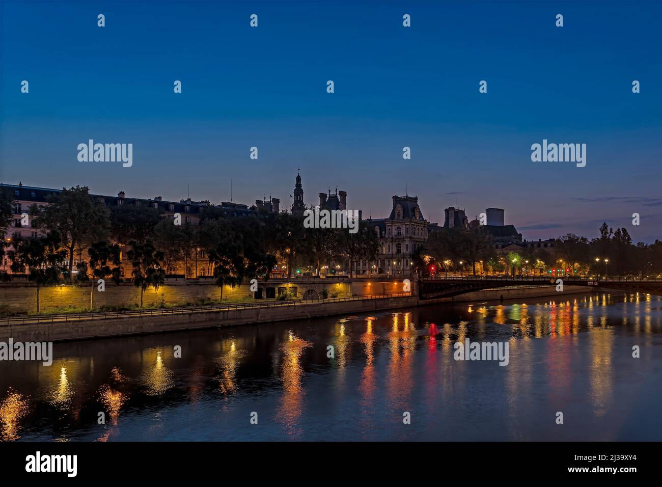 Paris Center With Seine River Historical Buildings and City Hall at ...