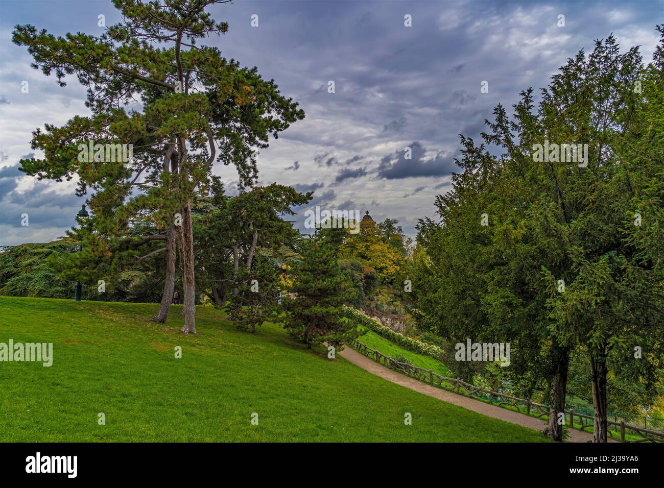 Public Park in Paris Trees and Nature Cloudy Sky Stock Photo - Alamy