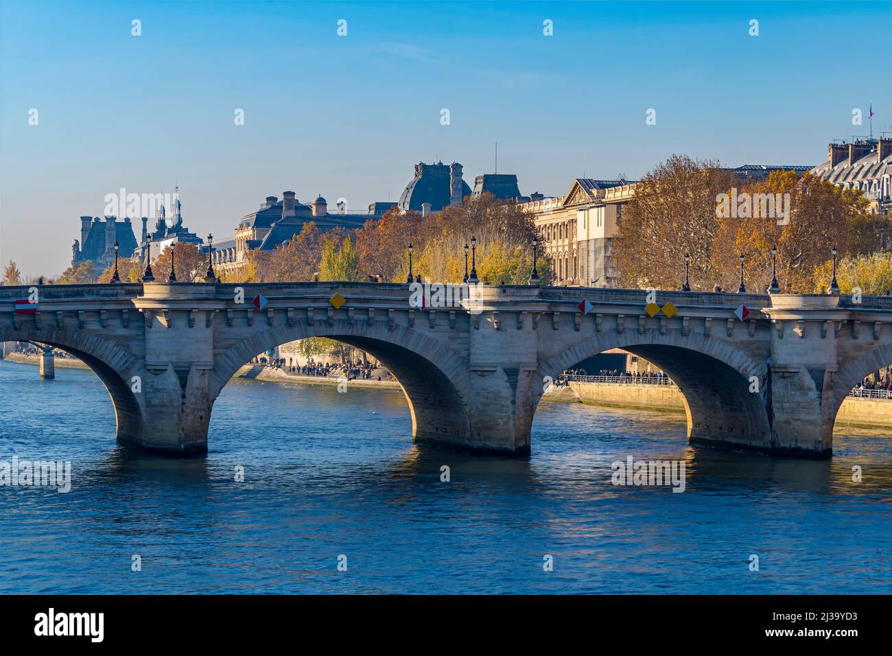 Historic Bridge Over the Seine River in Paris With Fall Colors ...