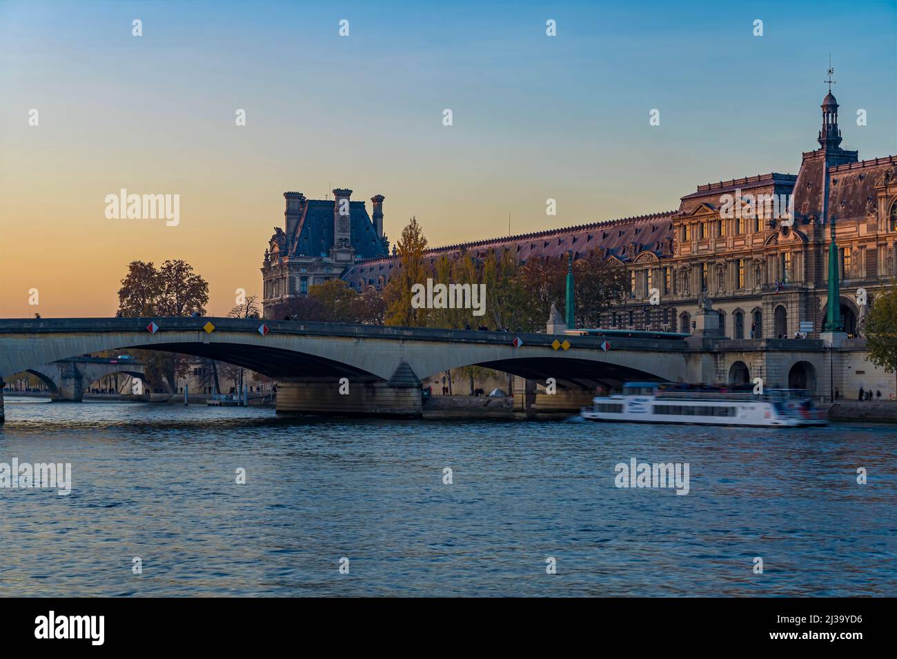 Stone Bridge Over Seine River in Paris With Autumn Colors and Famous ...