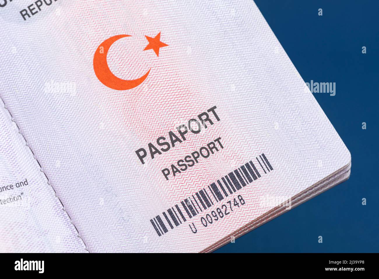 Turkish citizen public passport oh the blue background Stock Photo - Alamy