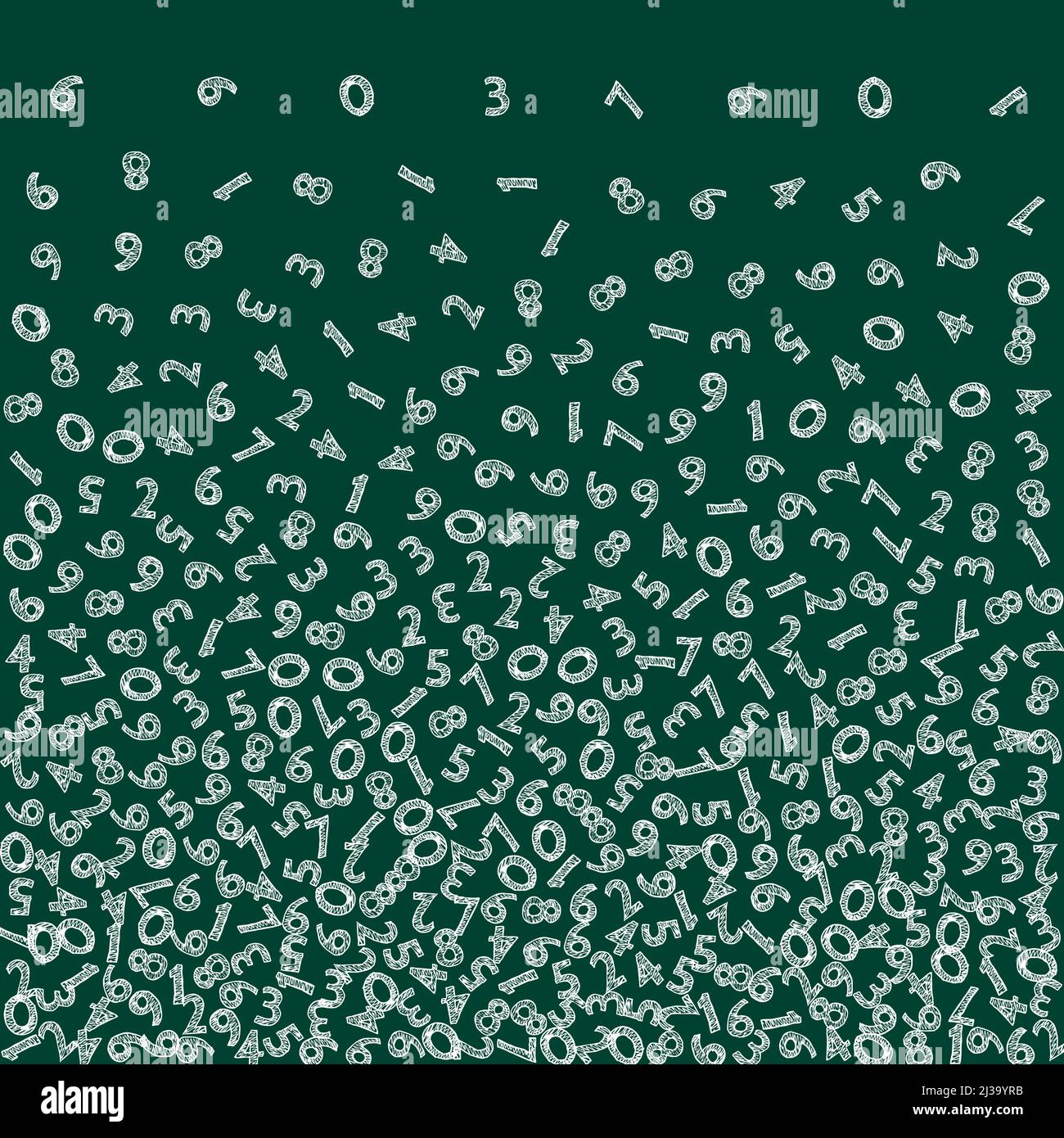Falling handdrawn chalk numbers. Math study concept with flying digits ...