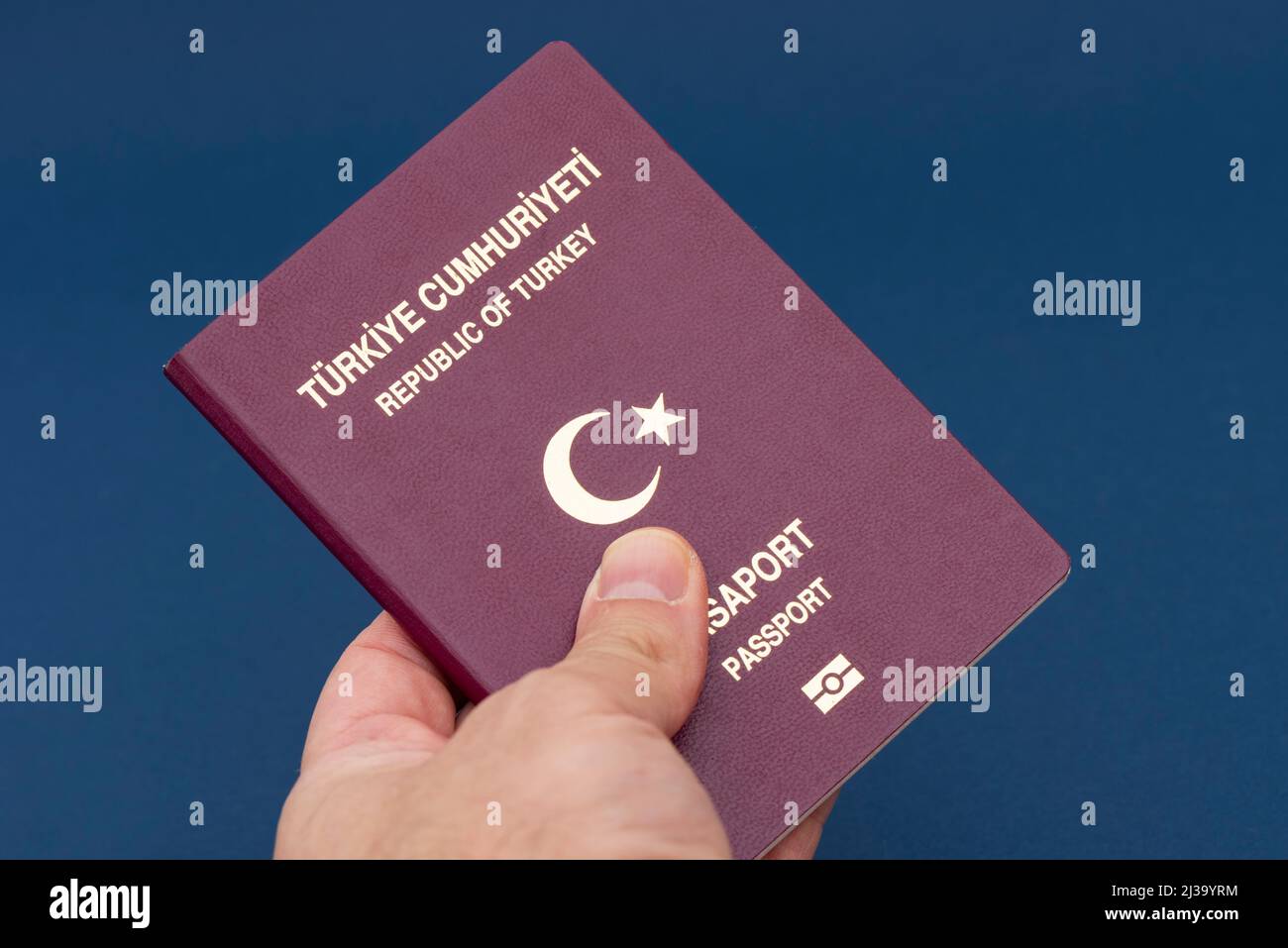 ISTANBUL, TURKEY - JULY 30, 2019: Turkish citizen public passport on ...