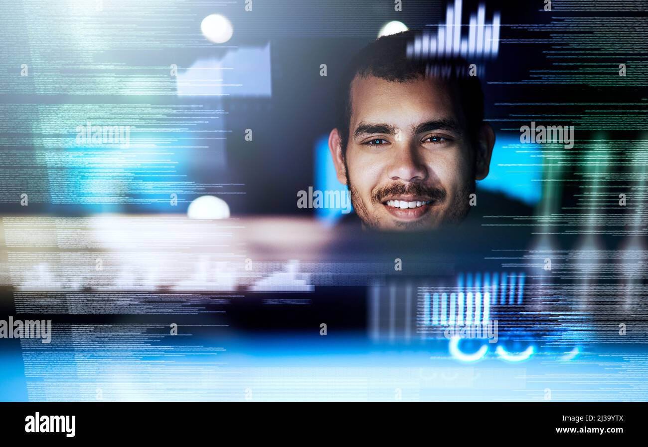 Hes fluent in many programming languages. Cropped shot of a male ... Hes fluent in many programming languages. Cropped shot of a male ...