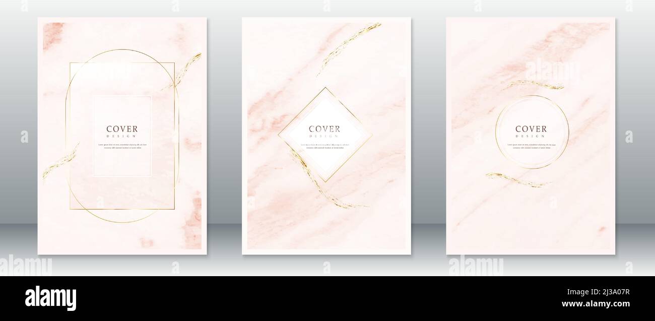 Set of cover page design luxury with marble background and gold texture ...