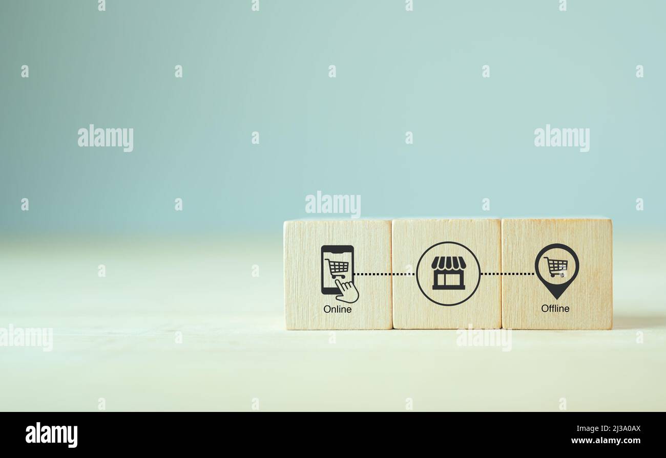Online merge offline (OMO) concept. Borderless marketing channel ...