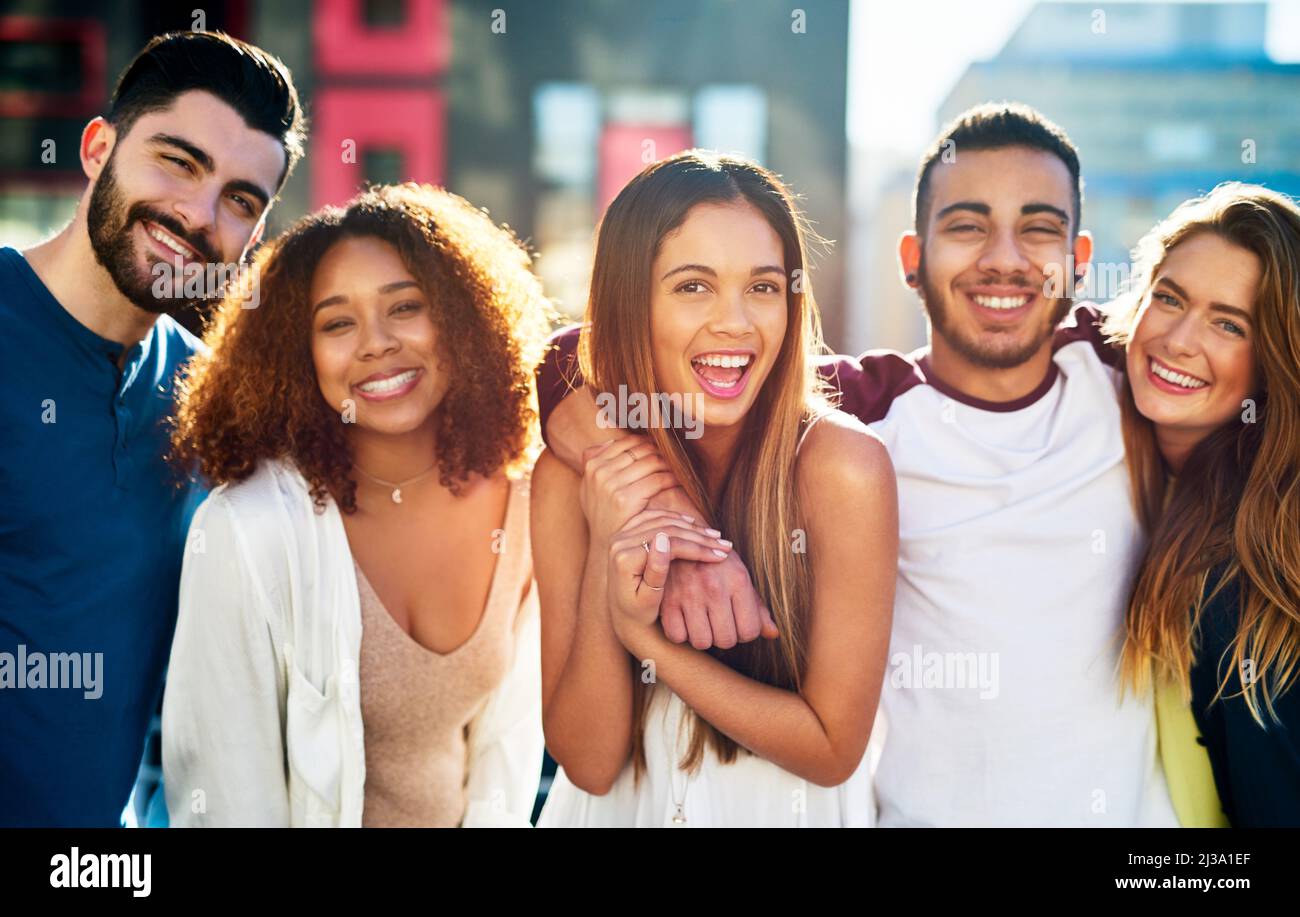 Great friendship is happiness everyday. Portrait of young friends ...