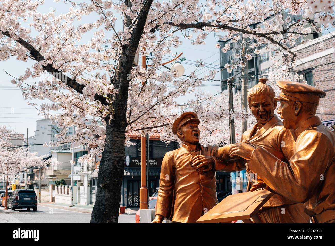 Changwon, Korea - April 4, 2022 : Jinhae old town street at spring ...