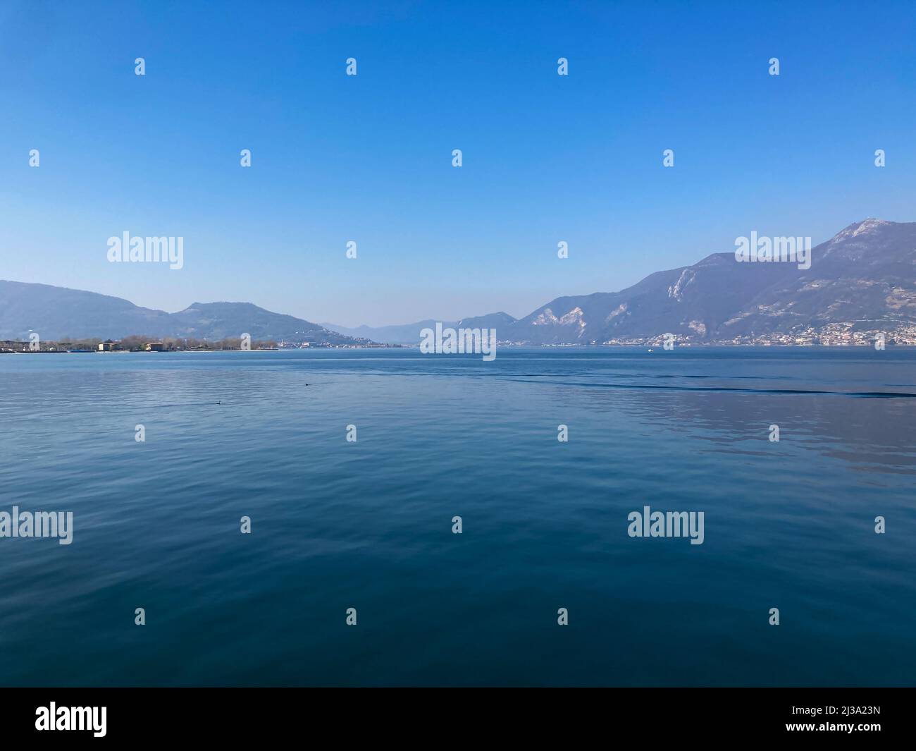 Bergamo, Italy: 10-02-2022: Panoramic of Lake Iseo, the fourth largest ...