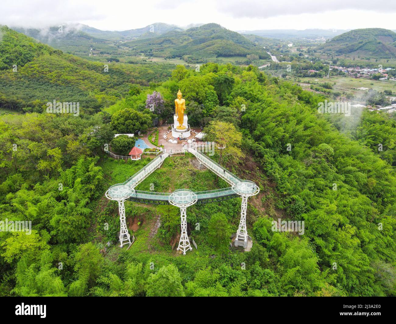 Skywalk Chiang Khan landmark of mekong river in Loei, Mekong river ...