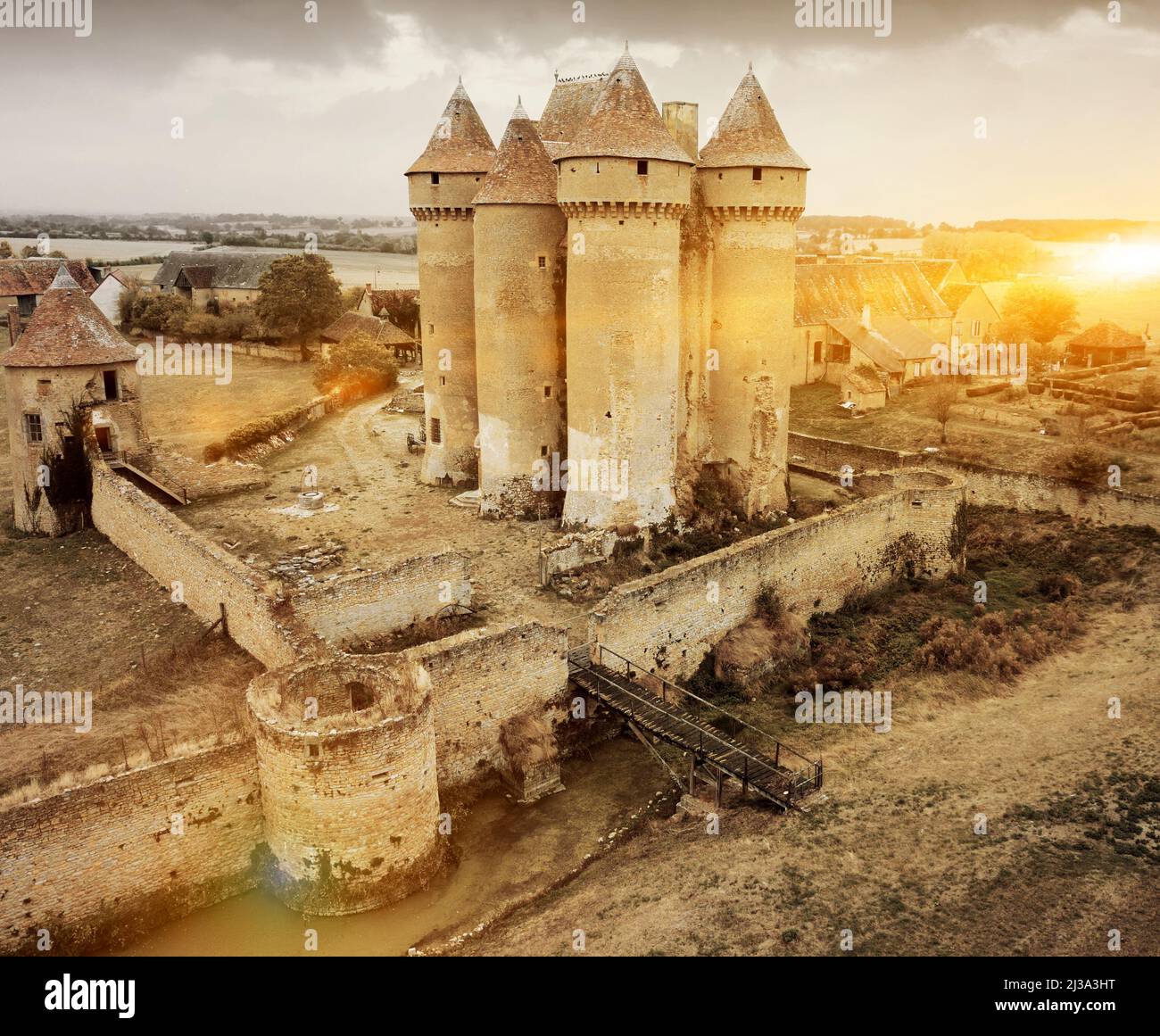 View of gorgeous castle Chateau Sarzay Stock Photo - Alamy