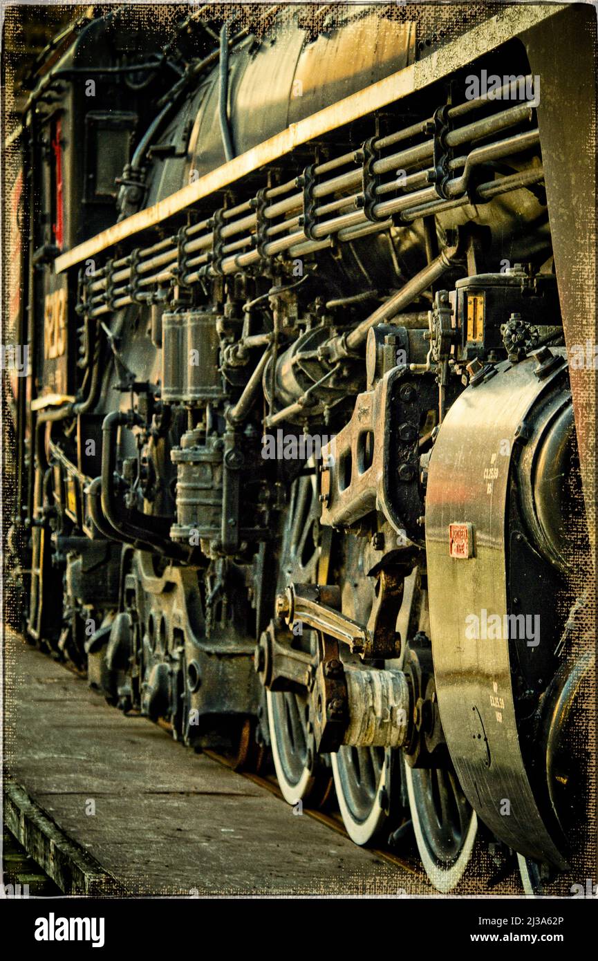 Steam engine train detail Stock Photo - Alamy