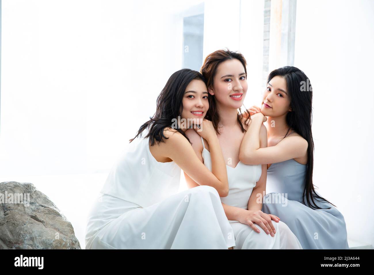 Group photo of noble and fashionable Chinese female models - stock ...