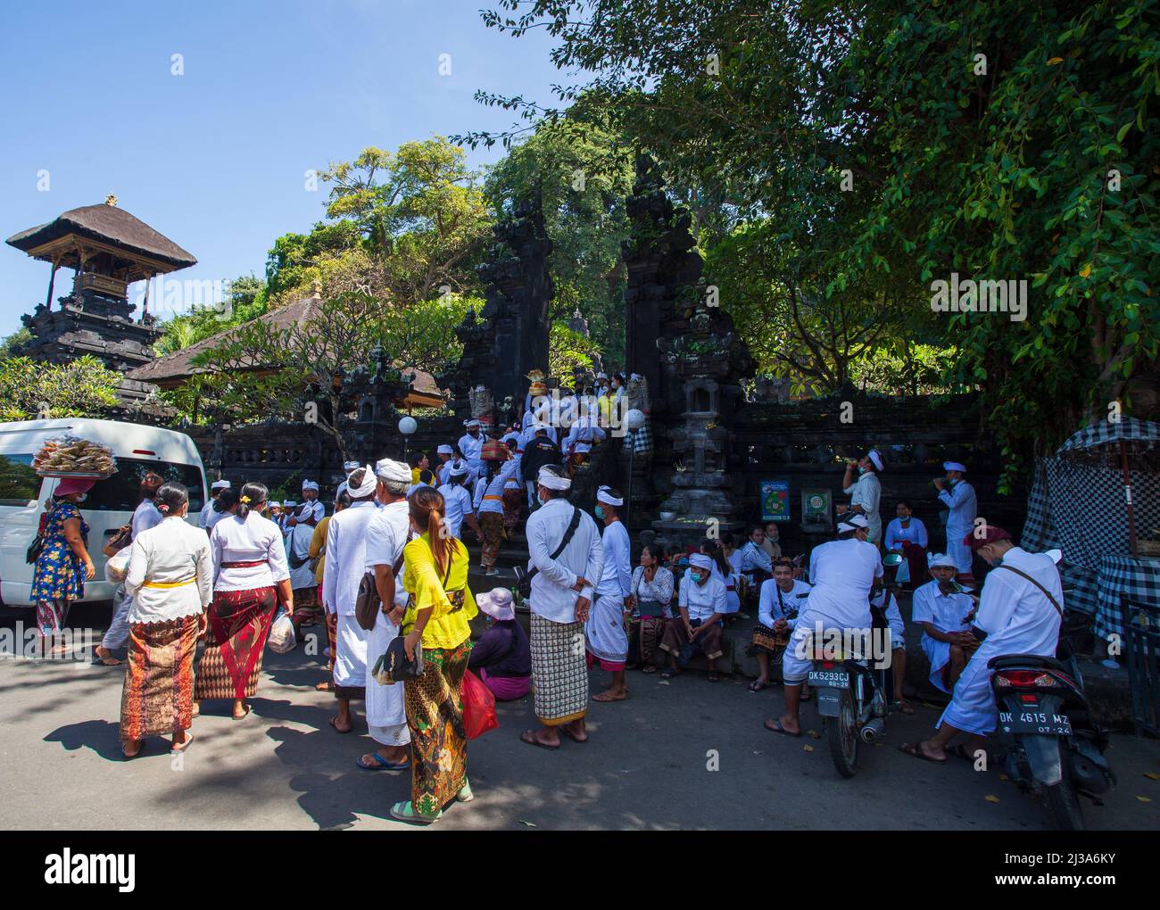 Ceremony at Pura Goa Lawah or Goa Lawah Bat Cave Temple in Goa Lawah ...