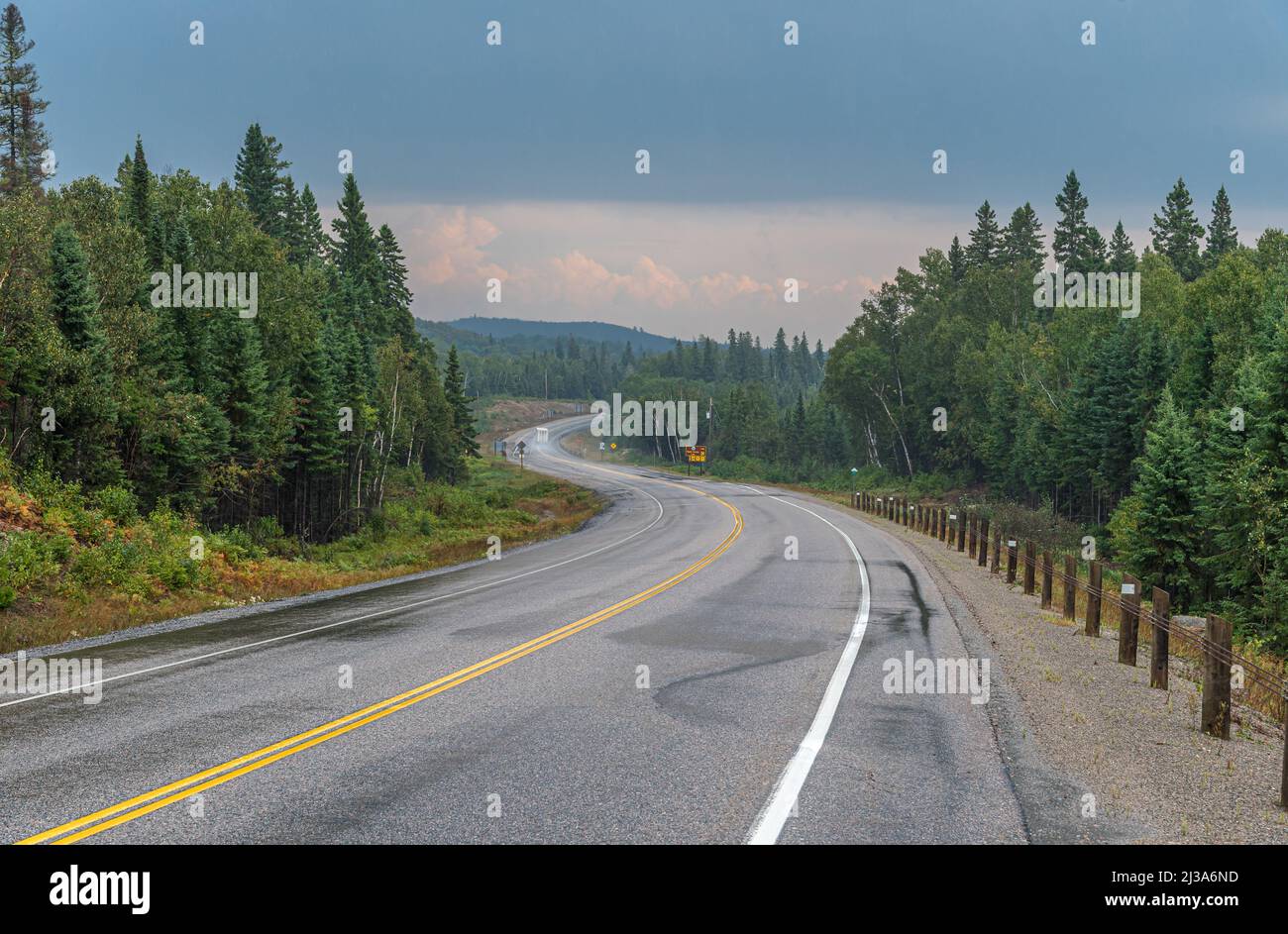 Strong fog on forest hills near Suprior Lake, canada Stock Photo - Alamy