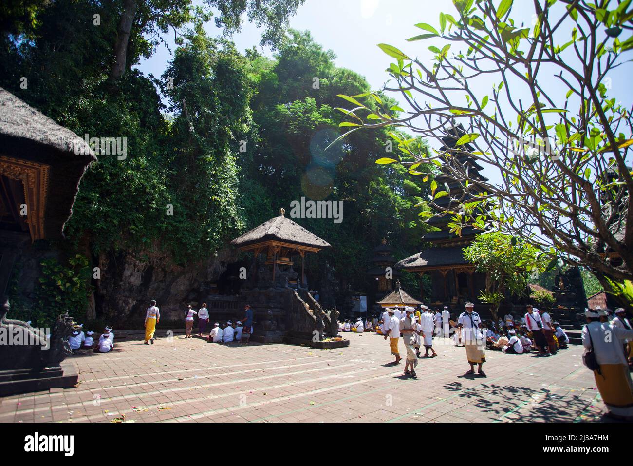 Ceremony at Pura Goa Lawah or Goa Lawah Bat Cave Temple in Goa Lawah ...