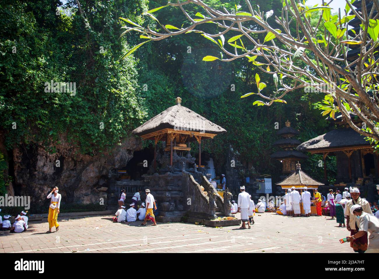 Ceremony at Pura Goa Lawah or Goa Lawah Bat Cave Temple in Goa Lawah ...